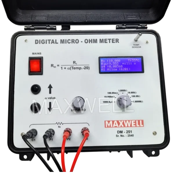 Micro-ohm meter with changeable Alpha (α) values - Maxwell